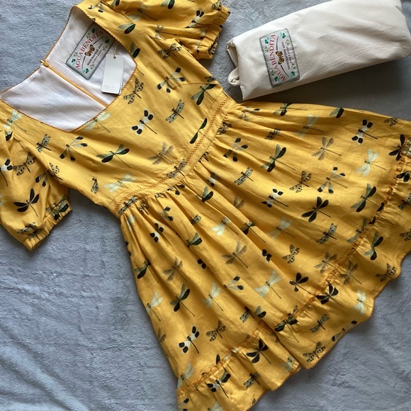 Agua Bendita | Dresses | Nwt Agua Bendita Pomelo Dress Libelulas Mustard Yellow Dragonfly Linen ...